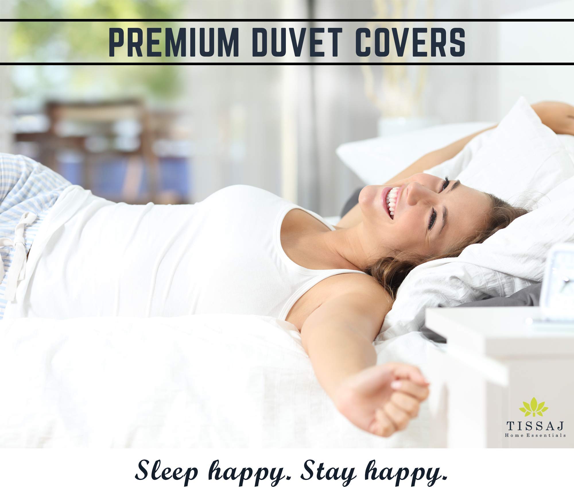 Organic Cotton Duvet Cover Queen/Full – Natural – GOTS Certified – Soft & Smooth Sateen Weave – Secure Fit with Corner Ties & Envelope Closure – Premium Bedding – Machine Washable – Tissaj