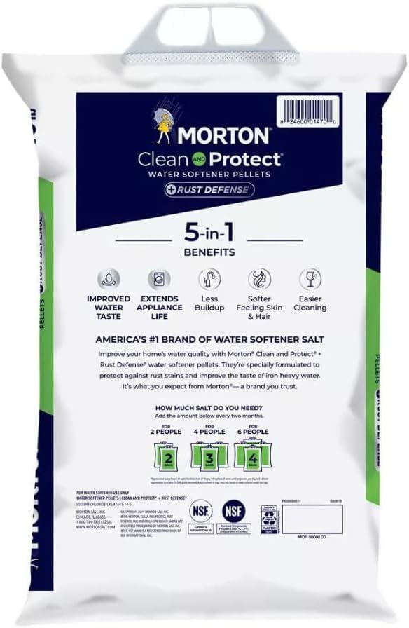 Morton Water Softener Pellets Clean and Protect Rust Defense, 40 Lb