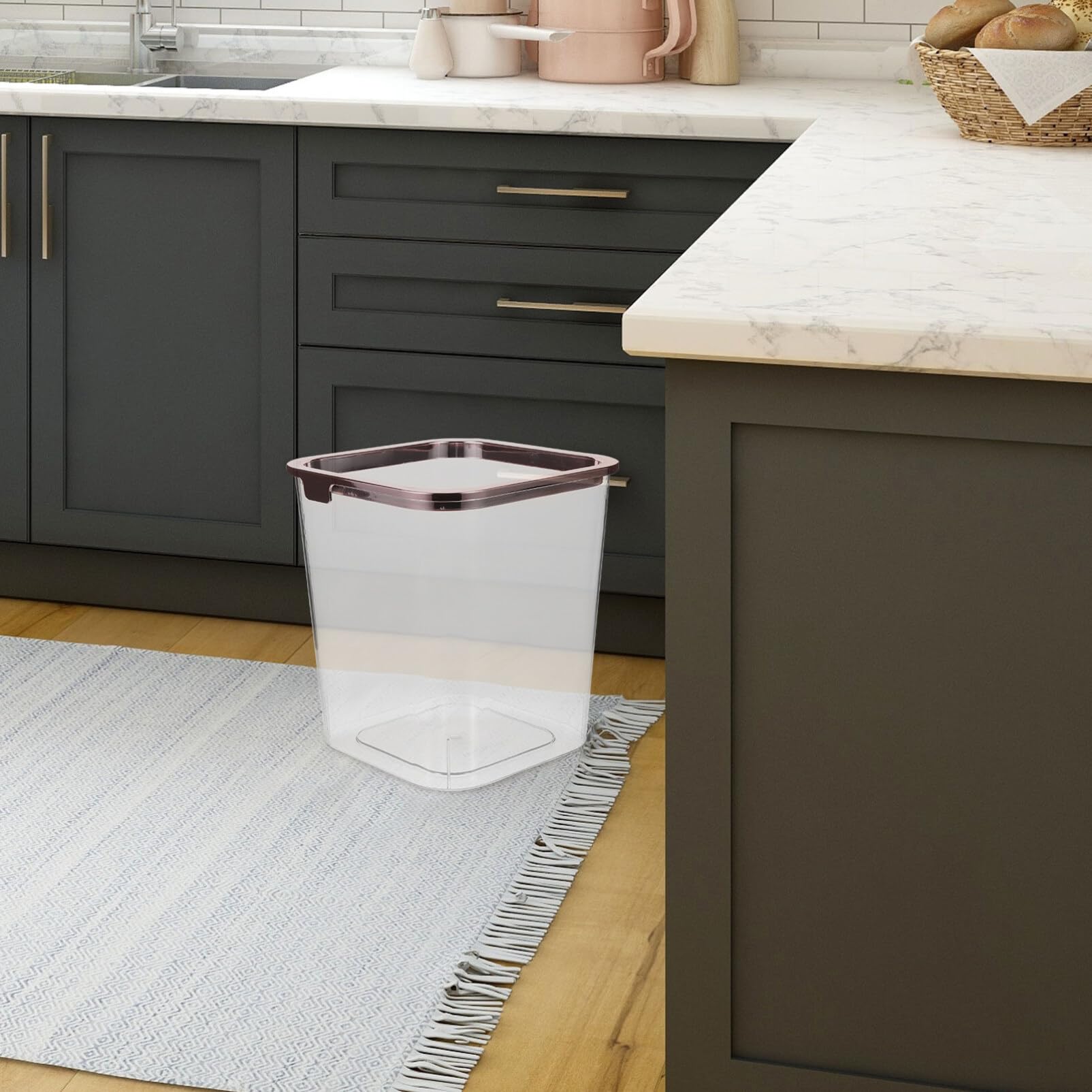 MAGICLULU Clear Trash Can Square Wastebasket Plastic Garbage Bin Transparent Rubbish Can Waste Container for Bedroom Kitchen Bathroom Home Office A