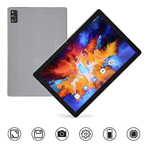 fannay Tablet PC, 10.1 Inch Smart Tablet 100β240V 5GWiFi 5.0 Gray Front 800W Rear 2000W 8GB RAM 128GB ROM for Home for Travel (US Plug)