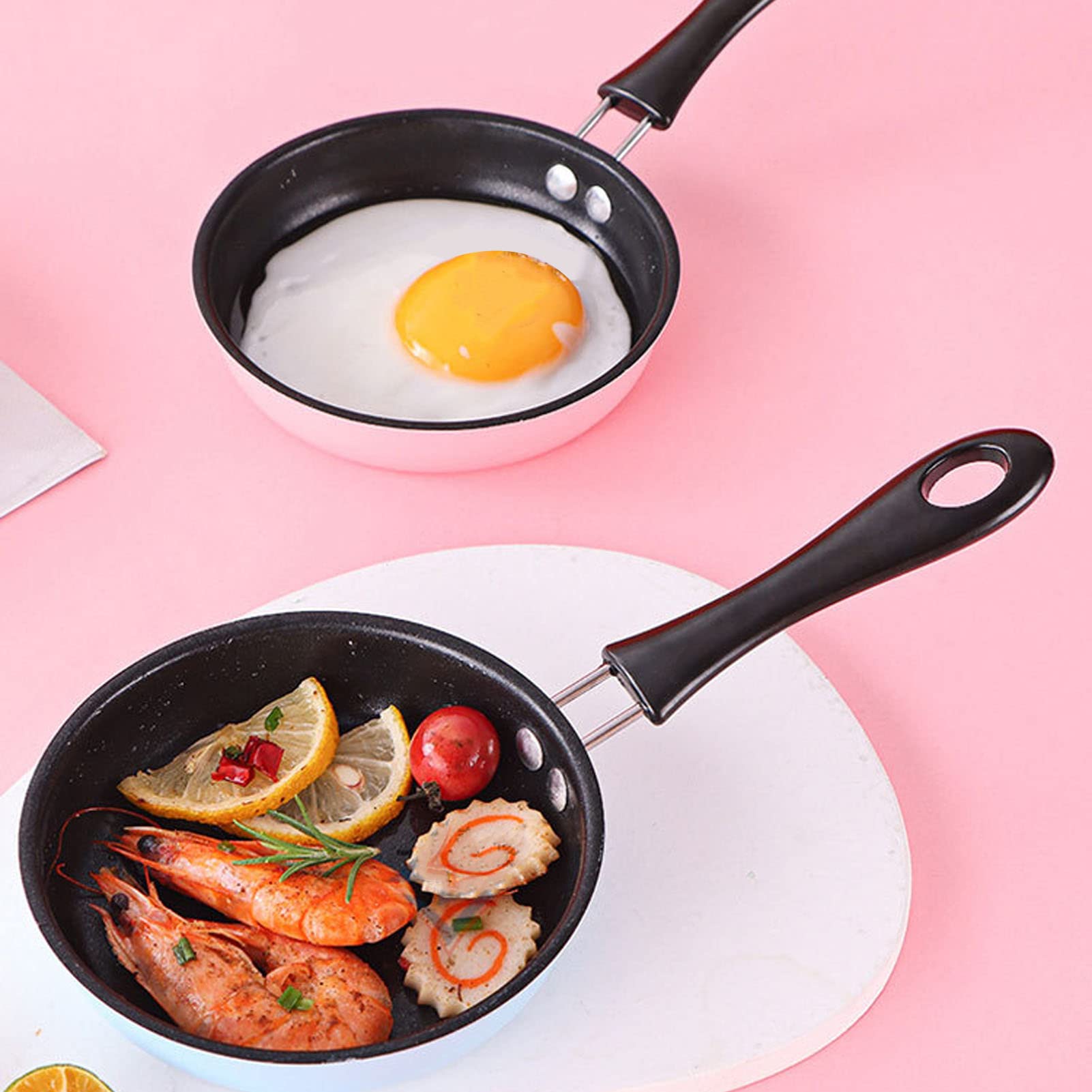 Mini Nonstick Frying Pan, 4.7in Mini Frying Pan Stainless Steel Omelette Pan Round Egg Pan Small Pan for Cooking Small Frying Pan Single Serve Frying Pan Skillet for Eggs Pancakes(pink)