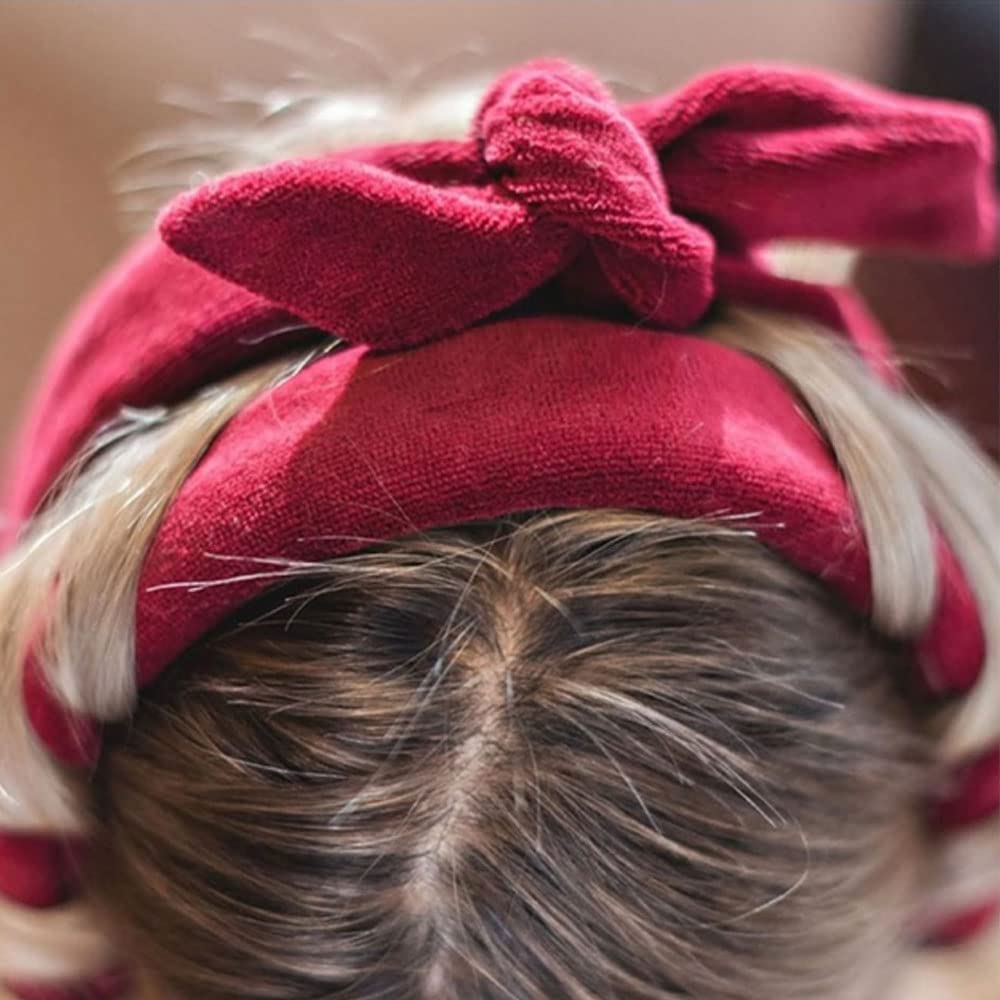 Heatless Sleeping Curling Rod Headband, No Heat Curl Ribbon with Clips and Scrunchie,Natural Soft Wave DIY Hair Rollers Styling Tool (Wine red)