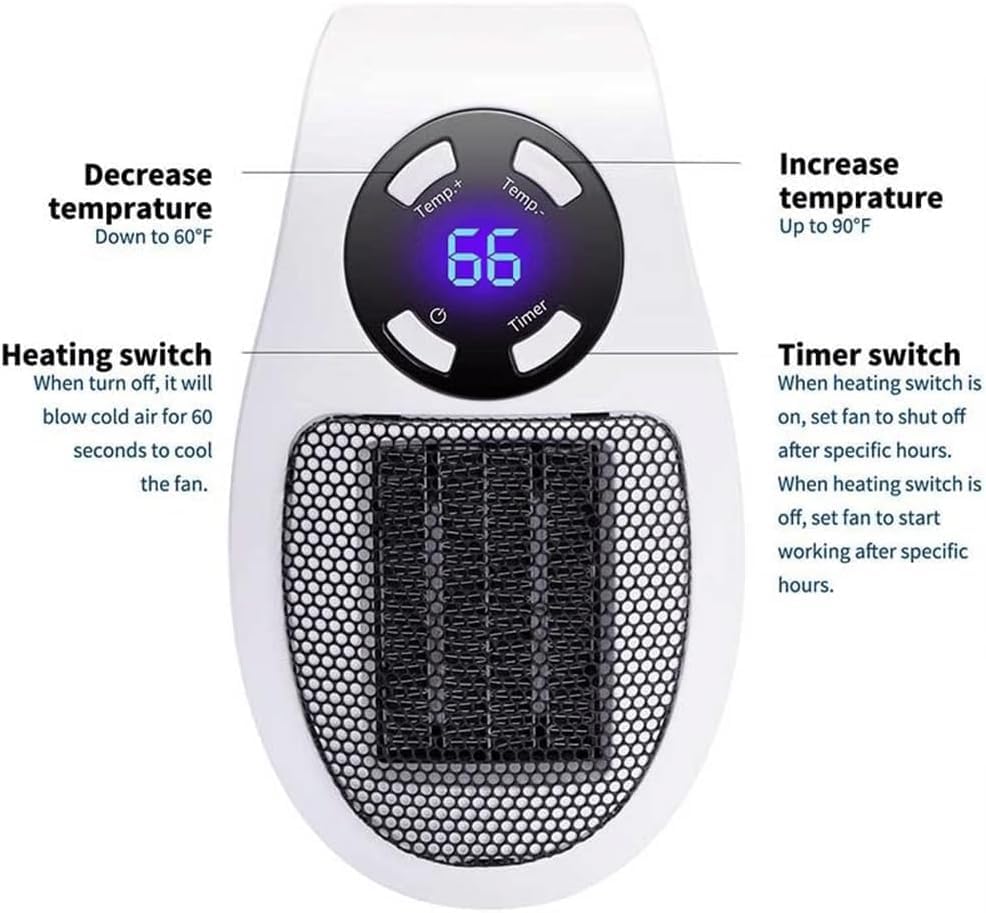 Heatzo Heater, Heatzo Heater Protable Heater, Portable Space Heater, Small Space Heaters Mini Top Heat Plug In Wall Heater, Indoor Electric Space Heaters (1pc)