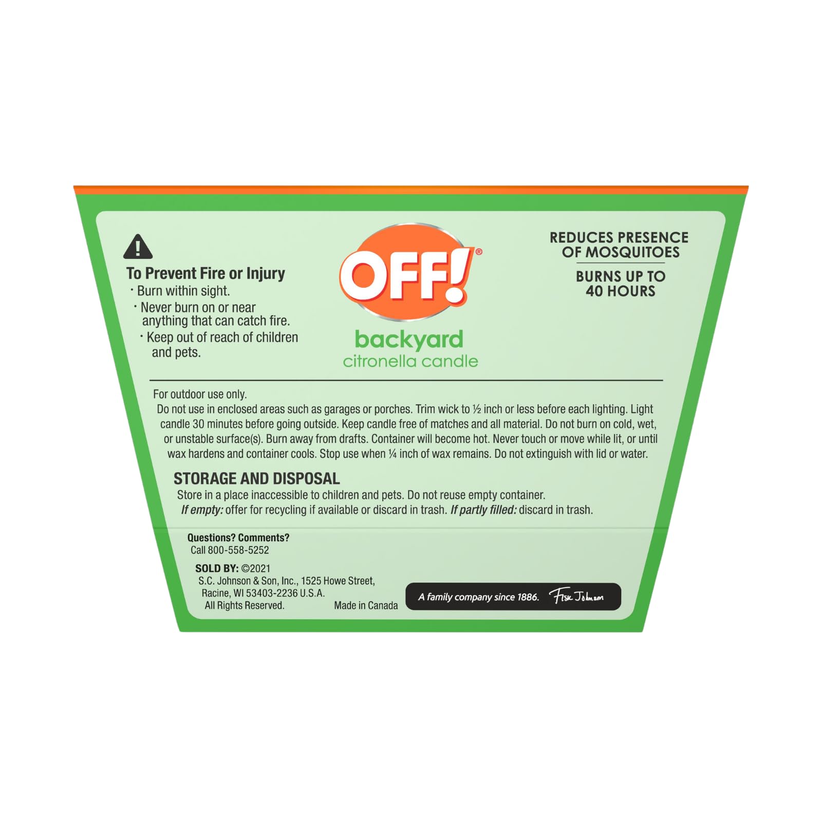 Off! Scented Citronella Candle, 18 oz, 1 CT, Backyard Outdoor Candle, Burn Time up to 40 Hours