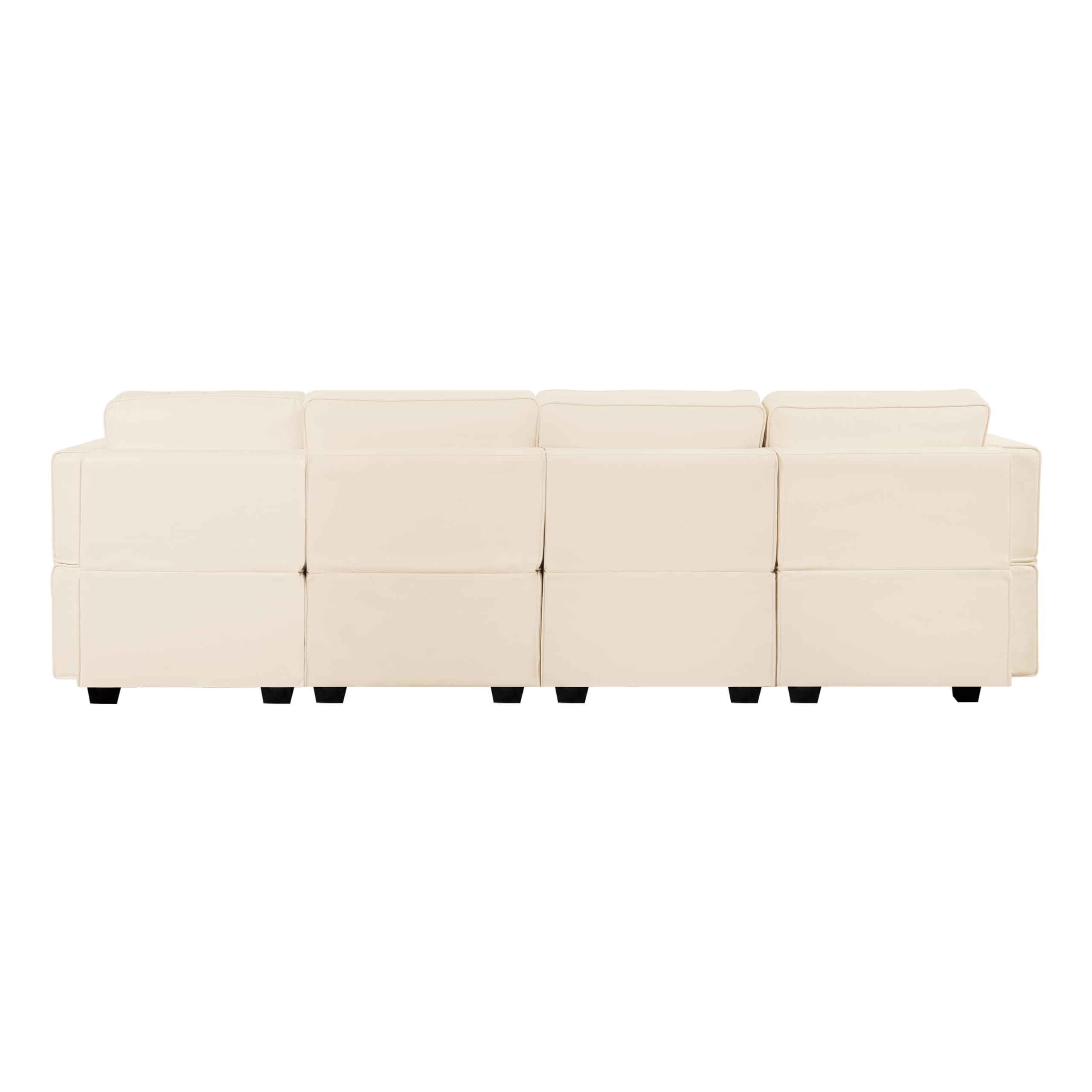 Naomi Home Sarah L-Shaped Sofa with Storage Seat Fabric Modular Sectional Couch Reversible Chaise L Couch Sectionnal Sofa, White, Air Leather