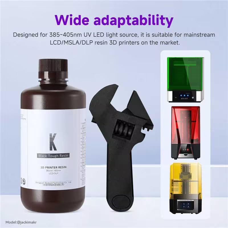 RESIONE Tough 3D Printer Resin, Not Brittle ABS Like Tough & Rigid 3D Resin for LCD 3D Printing UV 405nm (K Black 1KG)