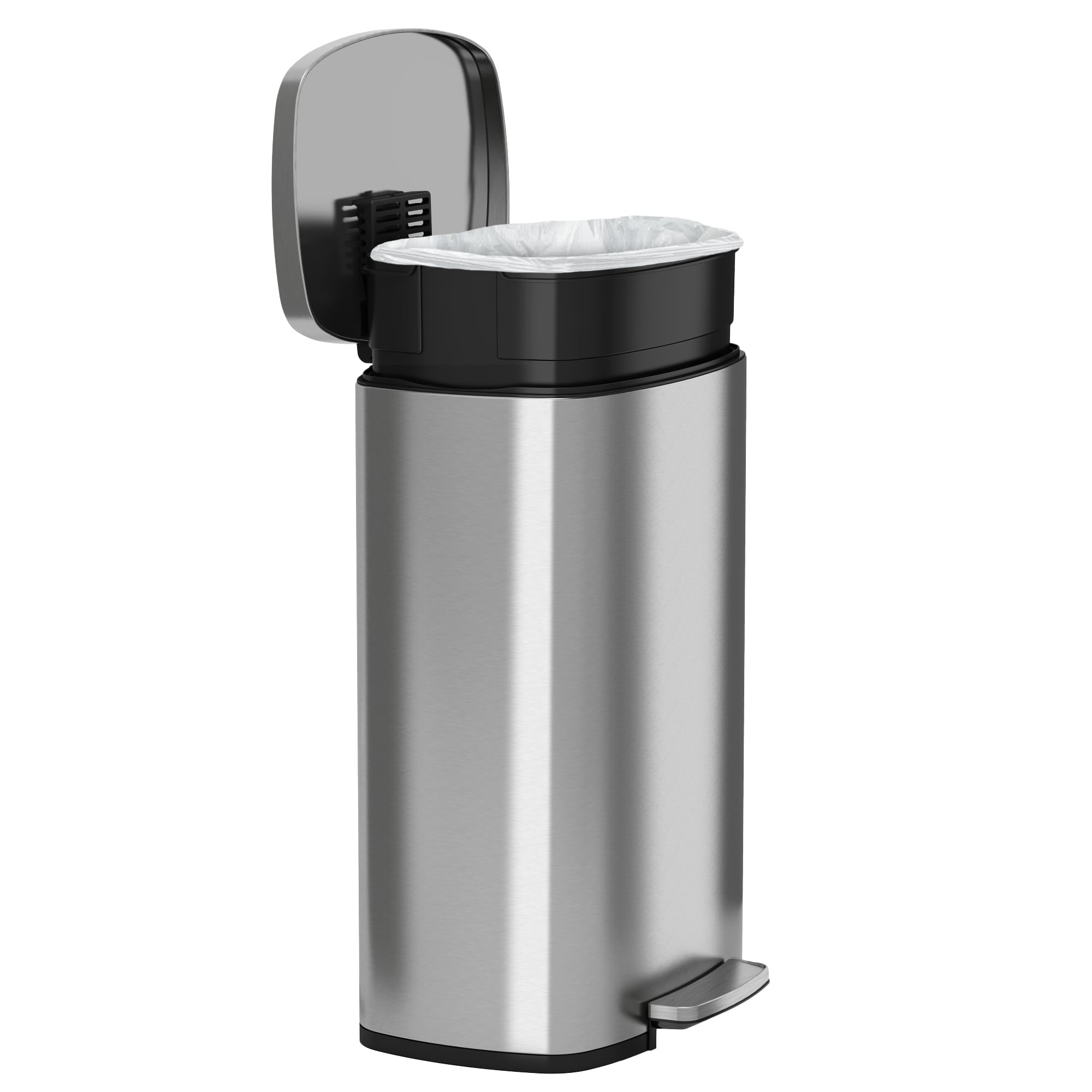 iTouchless Prime 13.2 Gallon Sensor Trash Can, Slim and Space-Saving, Durable Dent-Proof Construction, Automatic Bin Great for Kitchen, Home, Office, Business, Garage, White Color Plastic