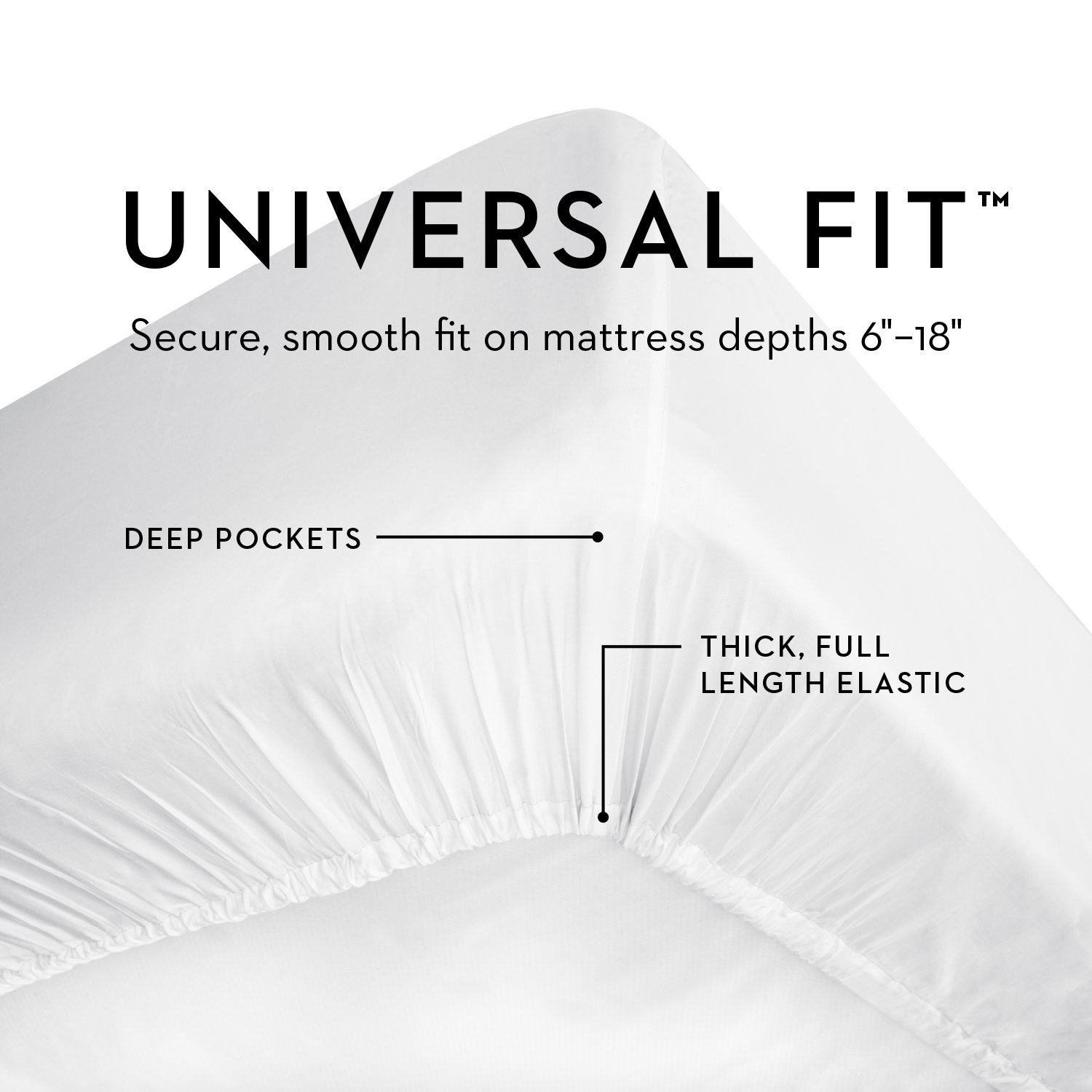 MALOUF SLEEP TITE Quilted Mattress Pad with Soft Down Alternative Fill-Hypoallergenic, Queen, White
