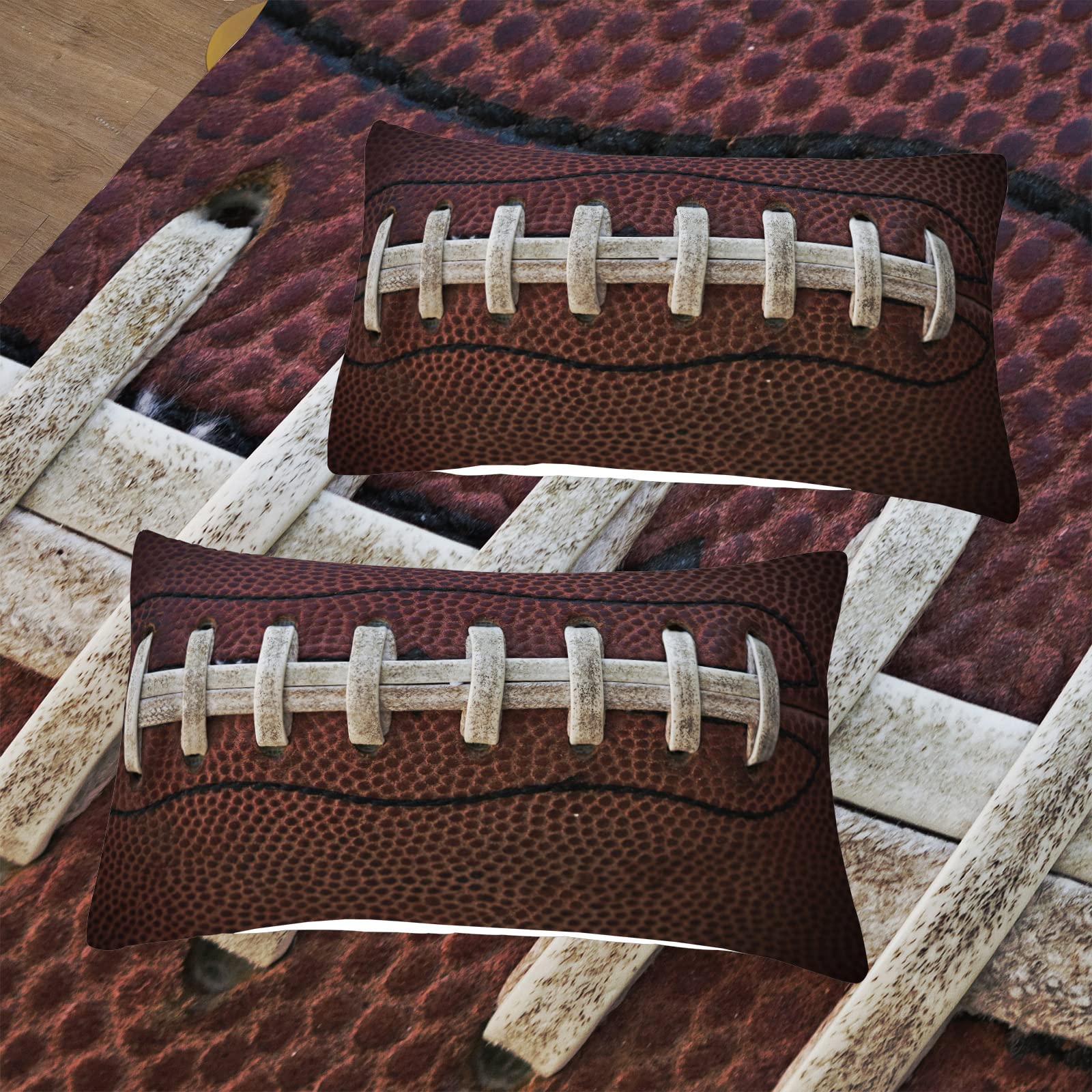 Tailor Shop Sports Football Fitted Sheet Set for Boys Kids Teens ,Brown Rugby Theme Sheet Set Twin Size with 1 Fitted Sheet 1 Pillow Sham………