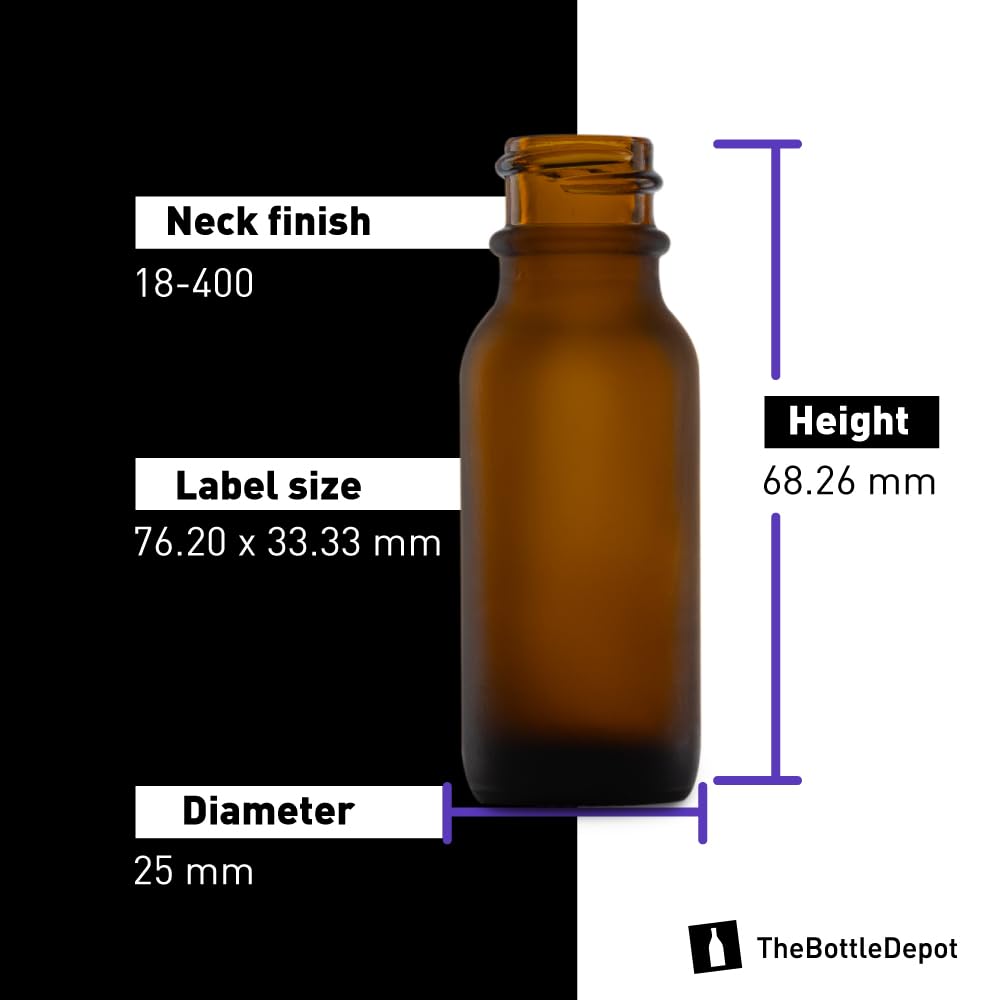 The Bottle Depot - 15 ml Dropper Bottle - 24 Pack - Black Frosted - 18-400 Neck Finish - Glass Bottle with Dropper