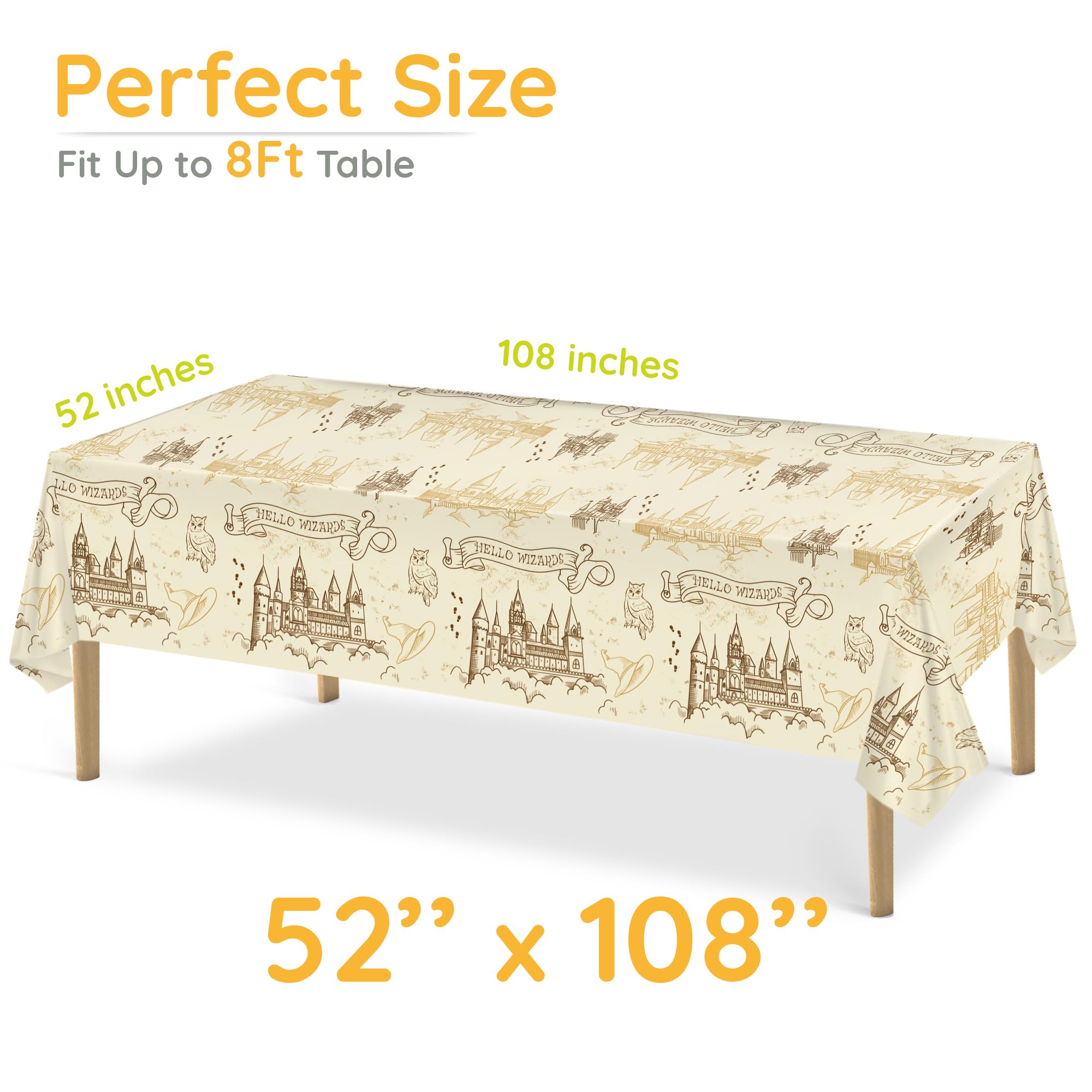 Vusnud 3 Packs - Wizard Tablecloth, Plastic Wizards Themed Halloween Table Covers, Disposable Magical Party Supplies, 52ββ x 108, Fit for 8 Ft Table, for Halloween Party Decoration