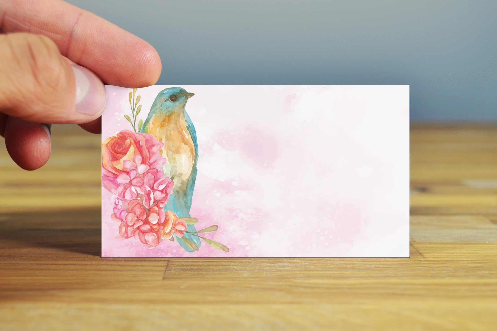 Stonehouse Collection | Pretty Blue Bird Name Cards | Floral Table Tents | Wedding/Generic Event Place Cards | 25 Count (Floral Blue Bird)