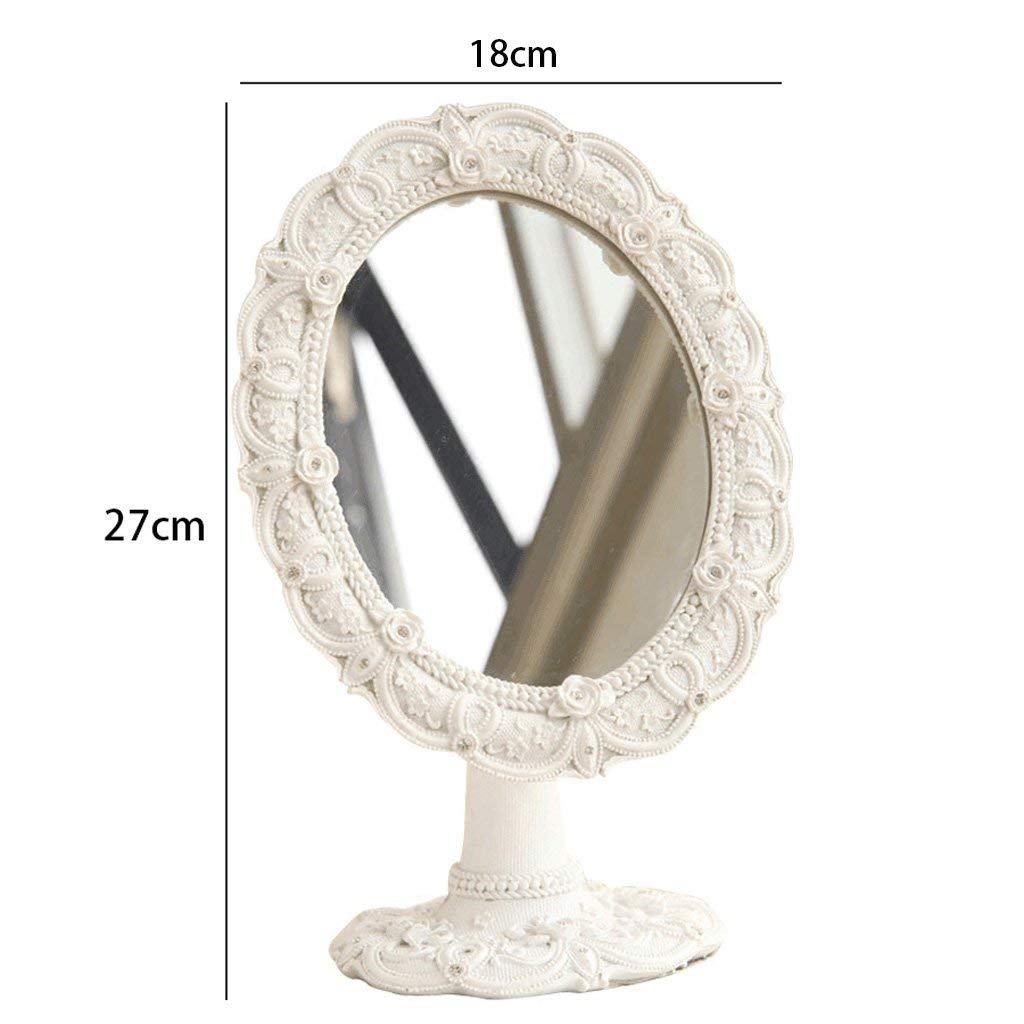 GUOSHUCHE Nordic Bathroom Mirror Creativity Continental Resin Desktop Computer Princess Mirror HD Birthday Gift