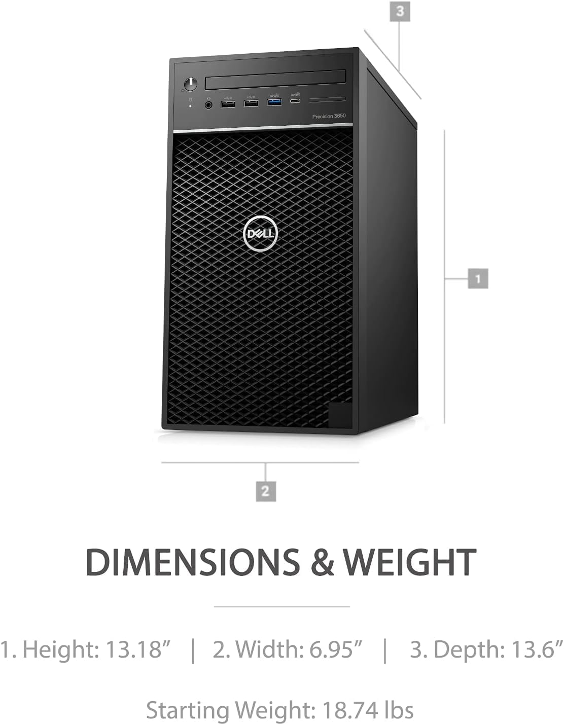 Dell Precision 3650 Desktop Tower Workstation Intel Core i7-11700 (8-Core) 64GB RAM 2TB PCIe SSD NVIDIA Quadro T1000 Windows 10 PRO (Renewed)
