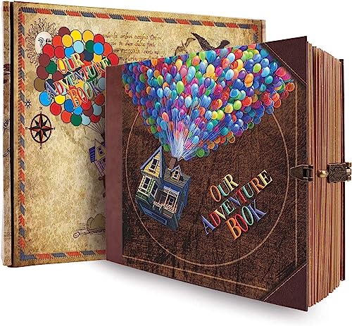 JIMBON Our Adventure Book Scrapbook Photo Album,Retro Style Embossed Letter Cover Travel Diary Journal Scrap Book Kit For Couples,Memory Book For Anniversary Wedding,Best Friend Gift