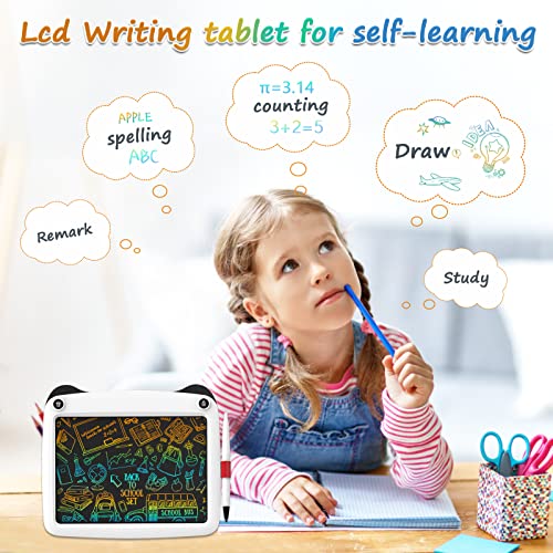 Kids Toys LCD Writing Tablet,9 Inch Colorful Screen Doodle Board,Erasable and Portable Drawing Pad for Birthday Christmas (White)