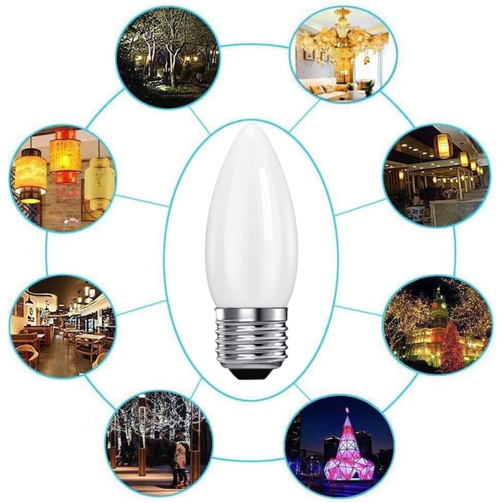 KODBPJ E26 Candelabra Light Bulbs Frosted Chandelier Light Bulbs 40watt Equivalent 3000K Warm White B11 Torpedo Tip Dimmable 4W LED Candle Light Bulbs (6)