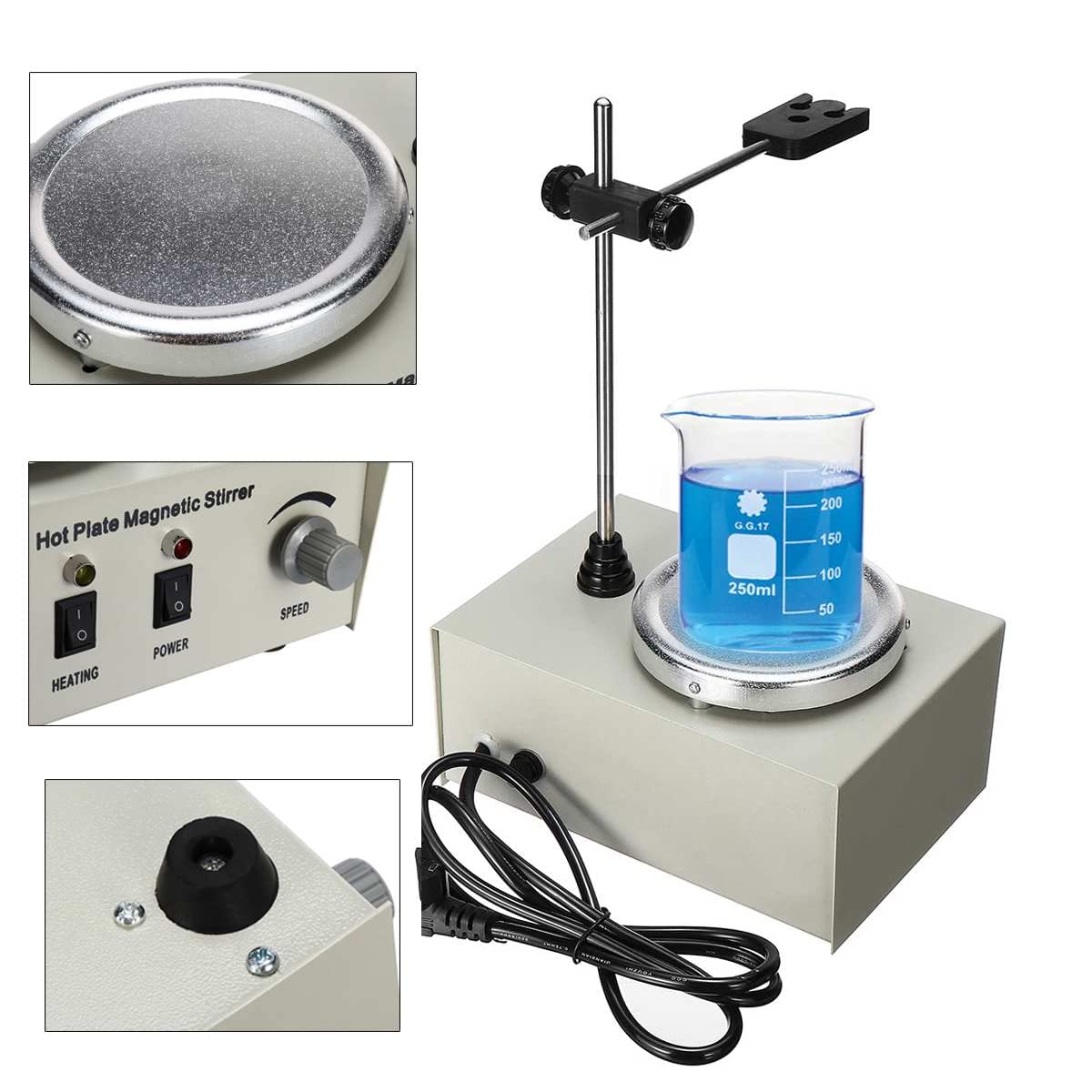 High Eagle Heating Magnetic Stirrer Stepless Speed Control, Lab Mixer Machine Hot Plate Dual 1000ML for Bars Home Labs