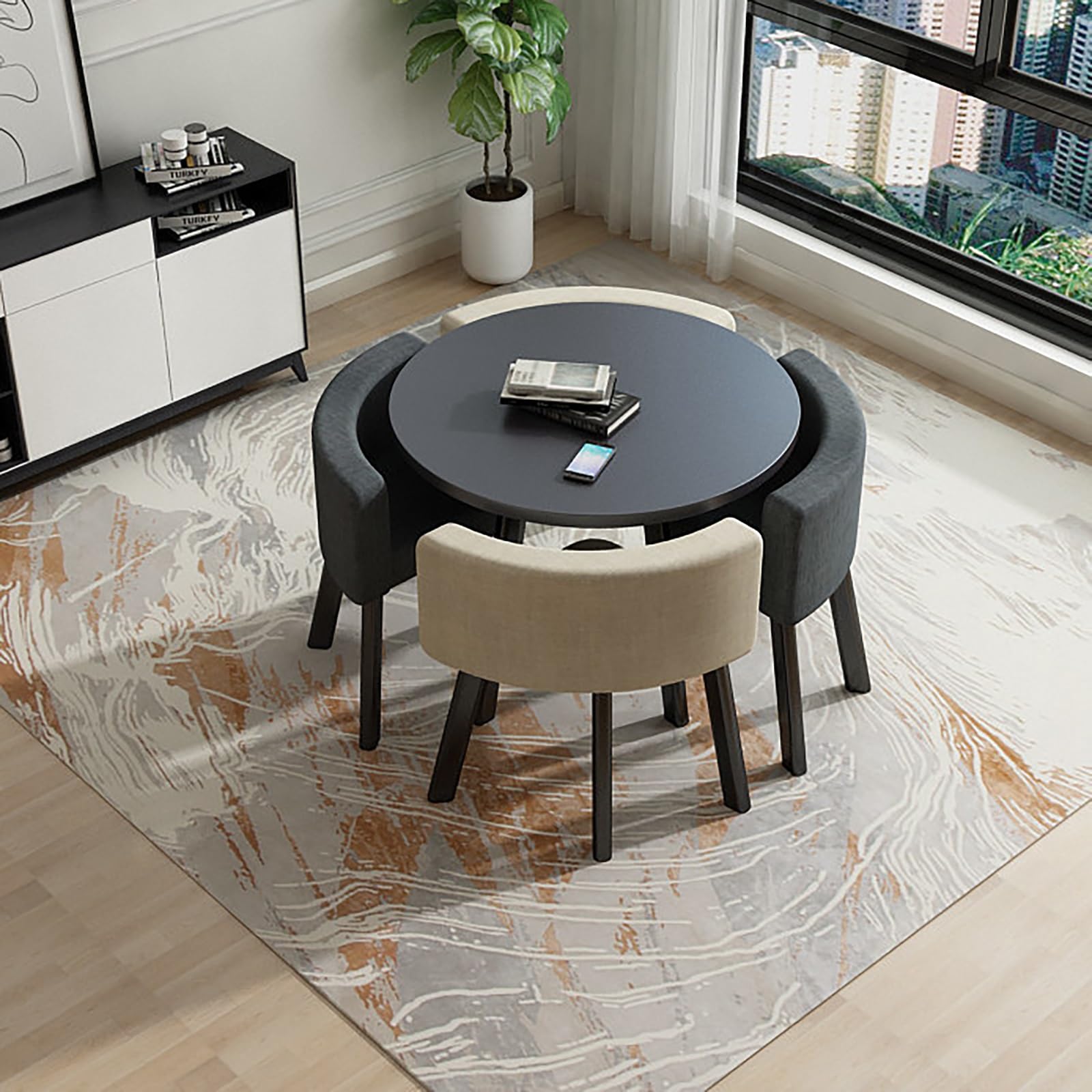 Dining table set for 4,kitchen table and chairs for 4,Suitable for living room,restaurant,cafe,leisure reception desk and chair combination,Square table/round table, various specifications available (