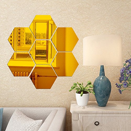 Manco Luella Mirror Wall Stickers, 12PCS Hexagon Mirror 20x18cm Art DIY Home Decorative Hexagonal Acrylic Sheet Plastic Tiles Living Room Bedroom Sofa TV Background Wall Decal Decoration