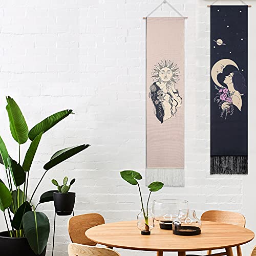 Erikord Sun and Moon Tapestry Wall Hanging the Moon Tarot Card Tapestry Burning Sun Tapestries for Room/Bedroom