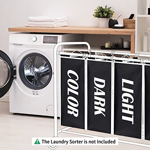 Laundry Sorter Replacement Bags 4 Section Laundry Hamper Cart Removable Replacement Bags Laundry Storage Organizer Bag Laundry Hamper Liner, 4 Pockets- No Hooks 14.76 x 8.66 x 21.65β (Black, 4 Pcs)