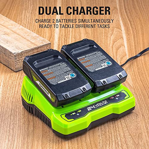 Greenworks 24V Brushless Cordless Impact Driver Kit, 2650 in./lbs Torque 1/4-inch Hex, Variable Speed Impact Drill/Driver Set, Included Power Bank, Bits and Tool Bag
