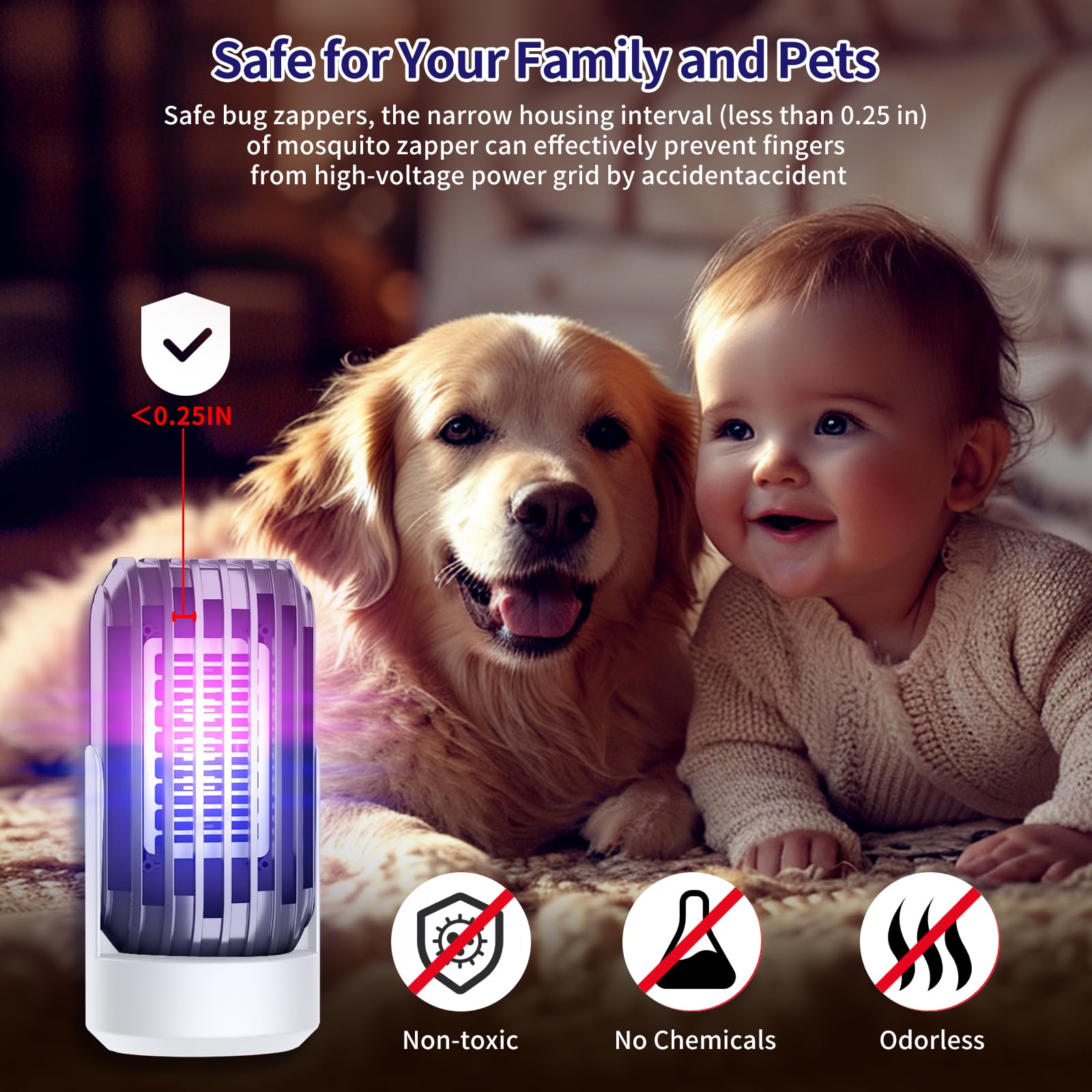 Jahy2Tech Bug Zapper Indoor,4 Pack Electronic Mosquito Zapper Indoor Mosquito Killer Lamp with UV Light Attractant,Plug in Fruit Fly Traps Indoor for Home, Living Room, Office Pest Control, Gery