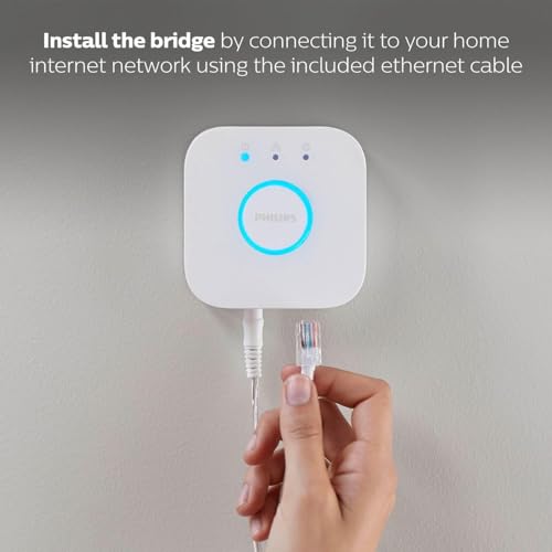 Philips Hue Smart Light Starter Kit - Includes (1) Bridge and (2) 60W A19 LED Bulb, White and Color Ambiance Color-Changing Light, 800LM, E26 - Control with App or Voice Assistant