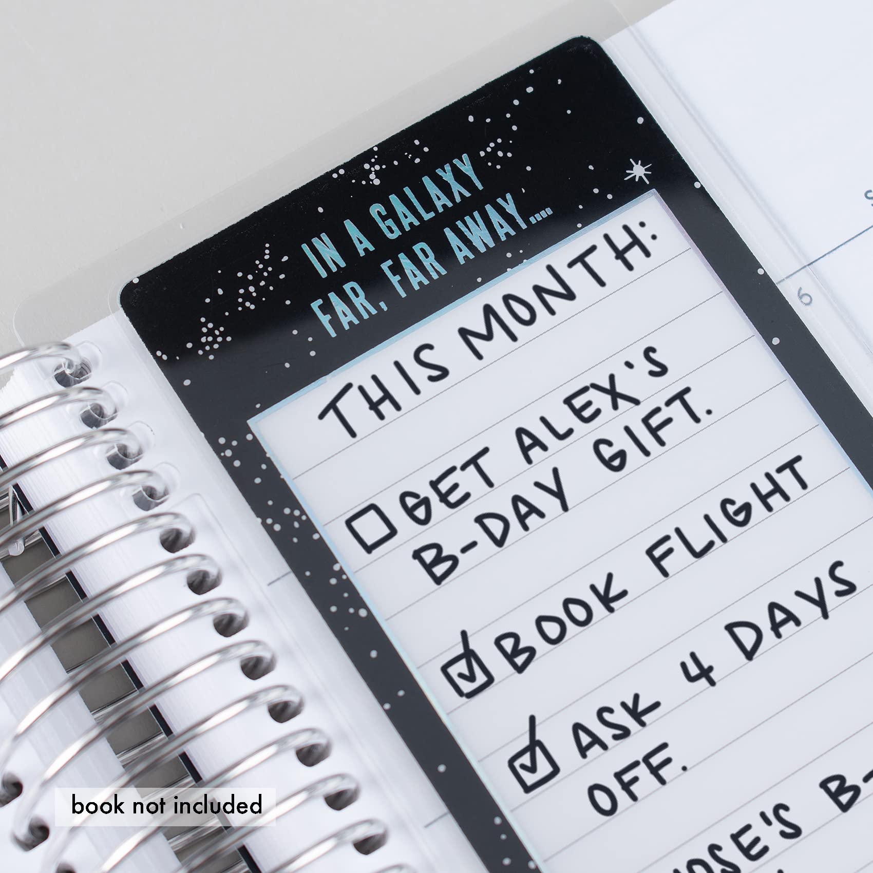 Erin Condren A5 Half Snap-in Dashboard To-Do List - Star Wars. Wet Erase Double-Sided Surface. Lined and Graph Layouts. Platinum Foil Accents. Fits all A5 Products and Coiled Notebooks