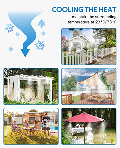 homenote Misting Cooling System 75FT (23M) Misting Line + 28 Brass Mist Nozzles + Brass Adapter(3/4") Outdoor Mister for Patio Garden Greenhouse Trampoline for Waterpark