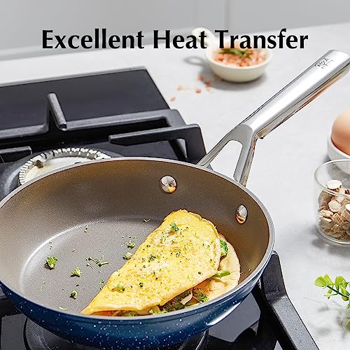 ROCKURWOK 8-inch Nonstick Ceramic Small Frying Pan, Durable and Safe for Induction, Oven and Dishwasher, Ideal for Omelet and Egg, Sapphire Blue