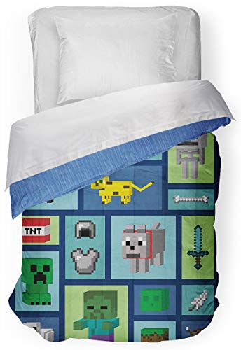 Minecraft Good Day Twin/Full Cooling Comforter - Super Soft Kids Bedding Features Creeper- Fade Resistant Polyester Microfiber Fill (Official Minecraft Product)