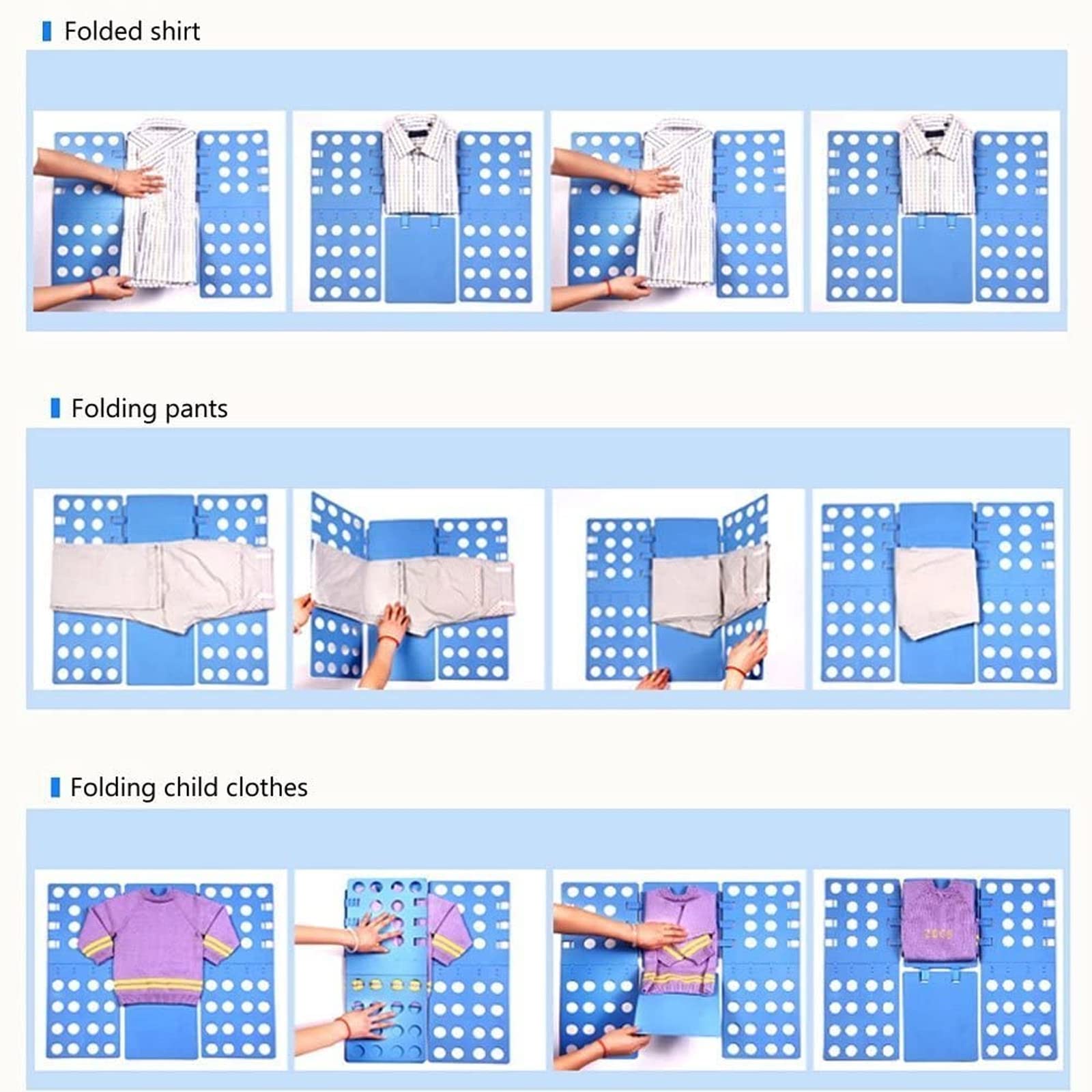 Manwetye 2 PCS Clothes Folding Board for Kid and Adult,T Shirt Folder Laundry Organizer Easy and Fast for Home Organization(Orange and Blue)