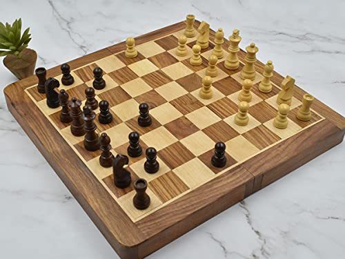 STORE INDYA Handmade Premium Wooden Magnetic Folding Chess Board Set with Storage Box -12 Inch| Travel Chess Board Game |Tournament Chess Set| Strategy Educational Board Games for Kids Adults Teens