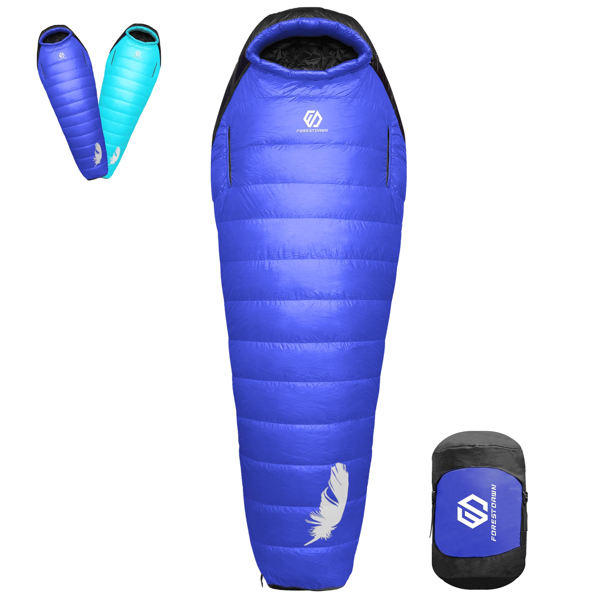 ForestDawn 15 Degree F Down Sleeping Bag, 650 Down Fill Power Cold-Weather Mummy Sleeping Bag for Adults, Winter Lightweight Camping, Hiking, Backpacking with Compression Stuff Sack