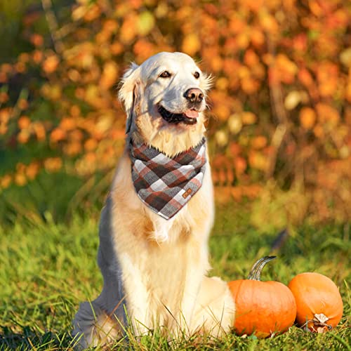 Malier 2 Pack Fall Dog Bandana Halloween Thanksgiving Plaid Dog Bandanas, Holiday Pet Reversible Scarf Bibs Accessories Costumes for Small Medium Large Dogs and Cats