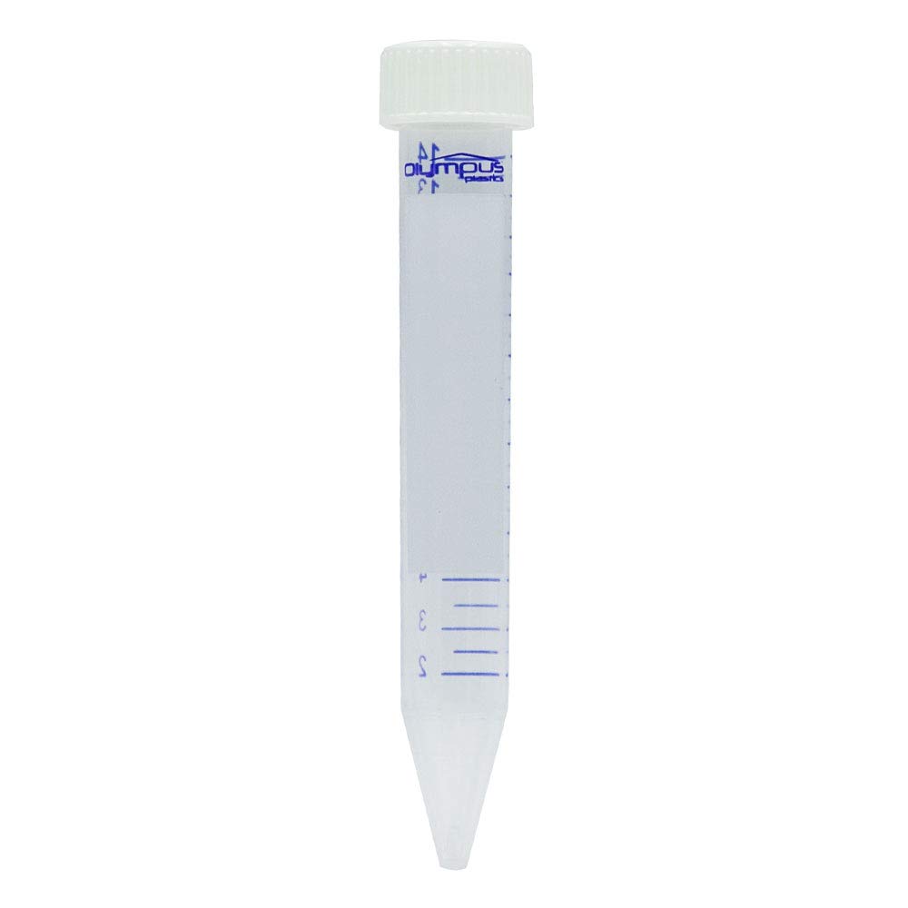 Olympus 15ml Centrifuge Tubes, Racked, Sterile, Polypropylene, Large Writing Surface, 20 Racks of 25, 500/Unit