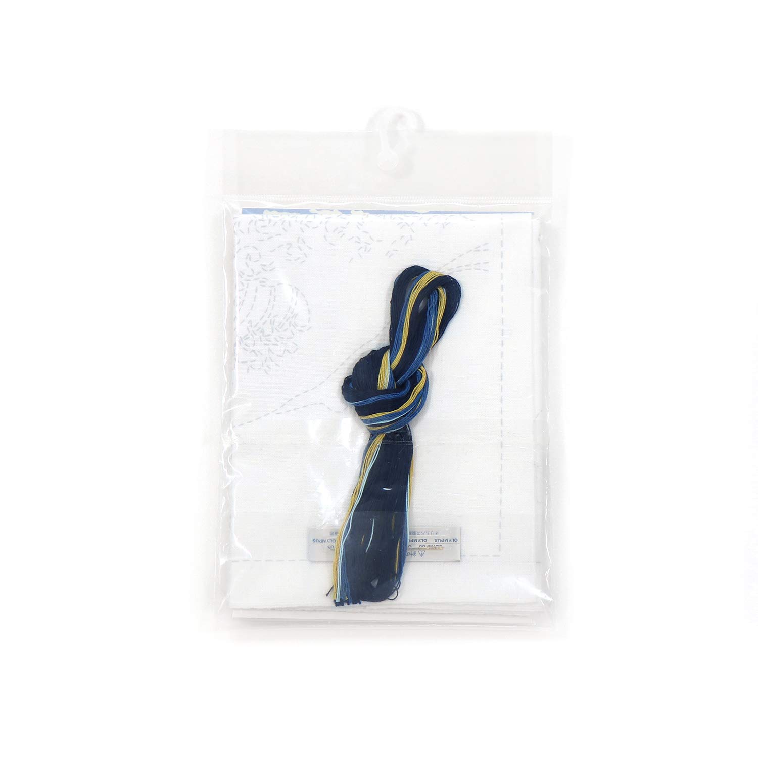 Olympus Sashiko Kit Including Cloth Pre-Printed a Pattern of Ukiyoe The Great Wave Kanagawa、Sashiko Needle、Sashiko Thread、Instractions in English