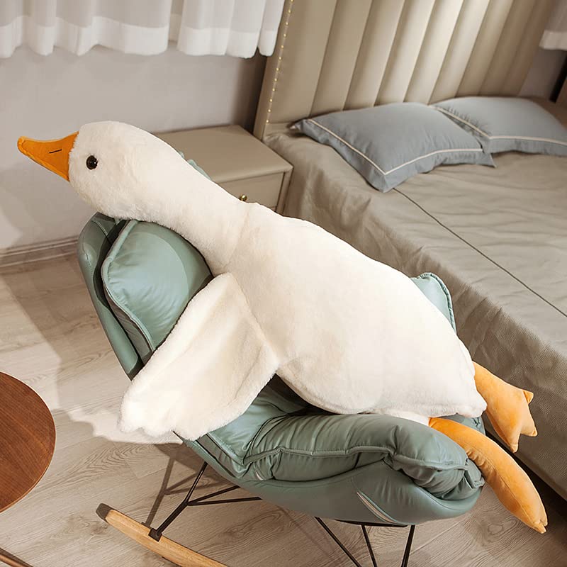 FOXHORSE 51-inch Great White Goose Stuffed Plush Toy - Soft Anxiety Throw Pillow for Kids & Adults