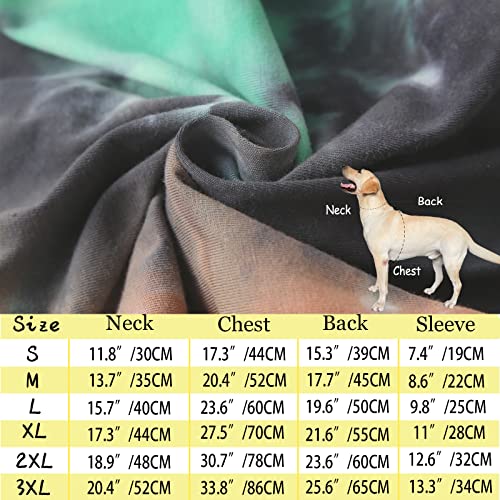 PriPre Dog T Shirt Striped Tie Dye Dog Clothes for Large Dogs Breathable Stretchy Cotton Clothes Dog Pajamas (GreenOrange, Medium)