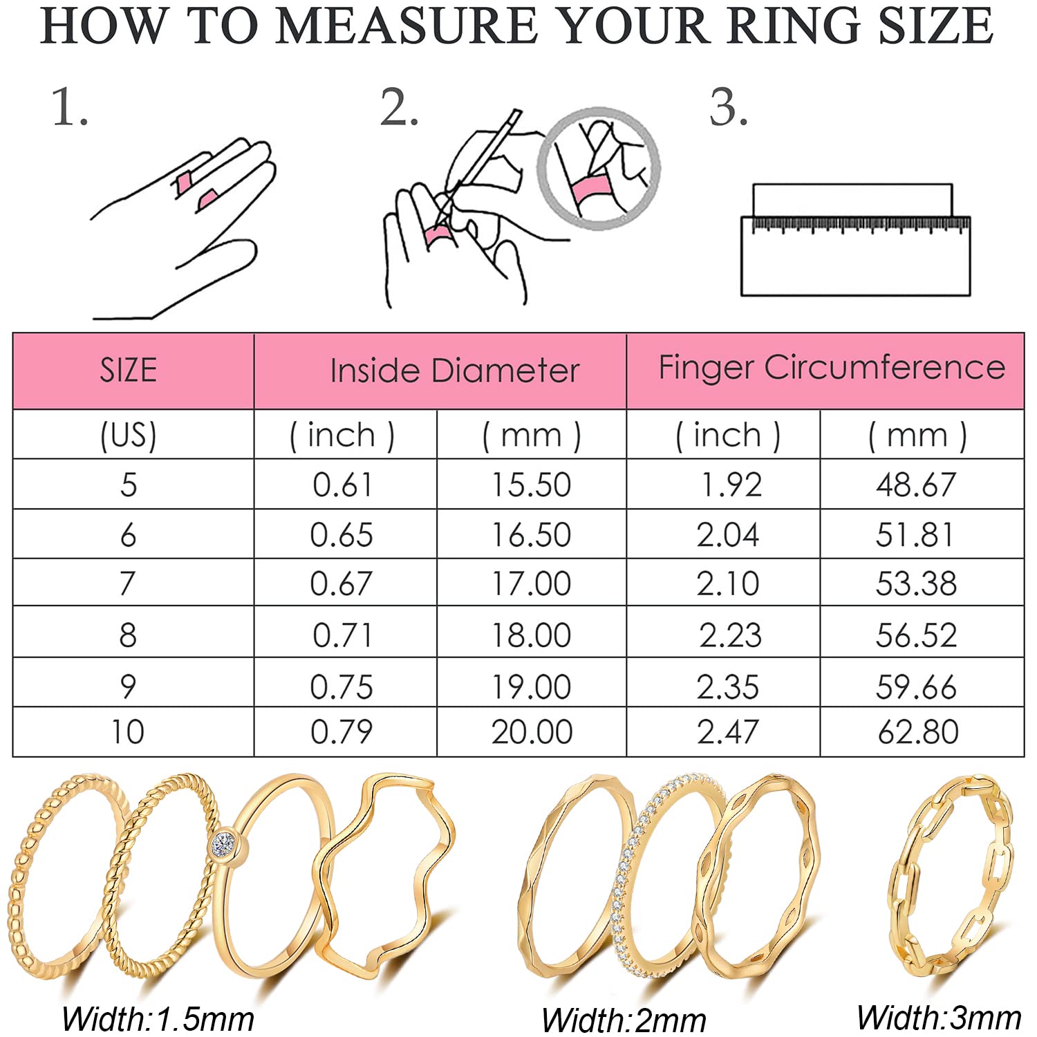 FUNEIA 8PCS 14K Gold Plated Stacking Rings for Women Simple Dainty Silver Stackable Knuckle Thumb Rings Set Cubic Zirconia Thin Plain Band Wedding Promise Eternity Statement Rings Size 4-12