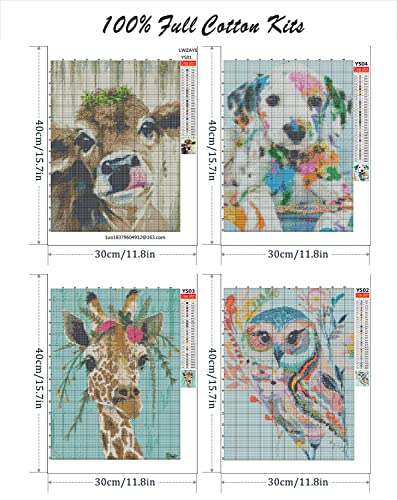 LWZAYS 4 Pack Cross Stitch Kits-Stamped Cross Stitch Kits for Adults Landscape Counted DIY Embroidery Needlepoint Kits Home Decor 12x16inch