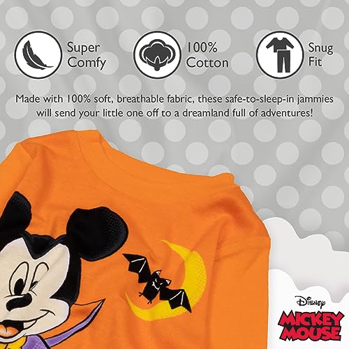 Disney Little Boys' 2-Piece Snug-fit Cotton Holiday Pajama Set, Soft & Cute for Kids, Vampire Mickey