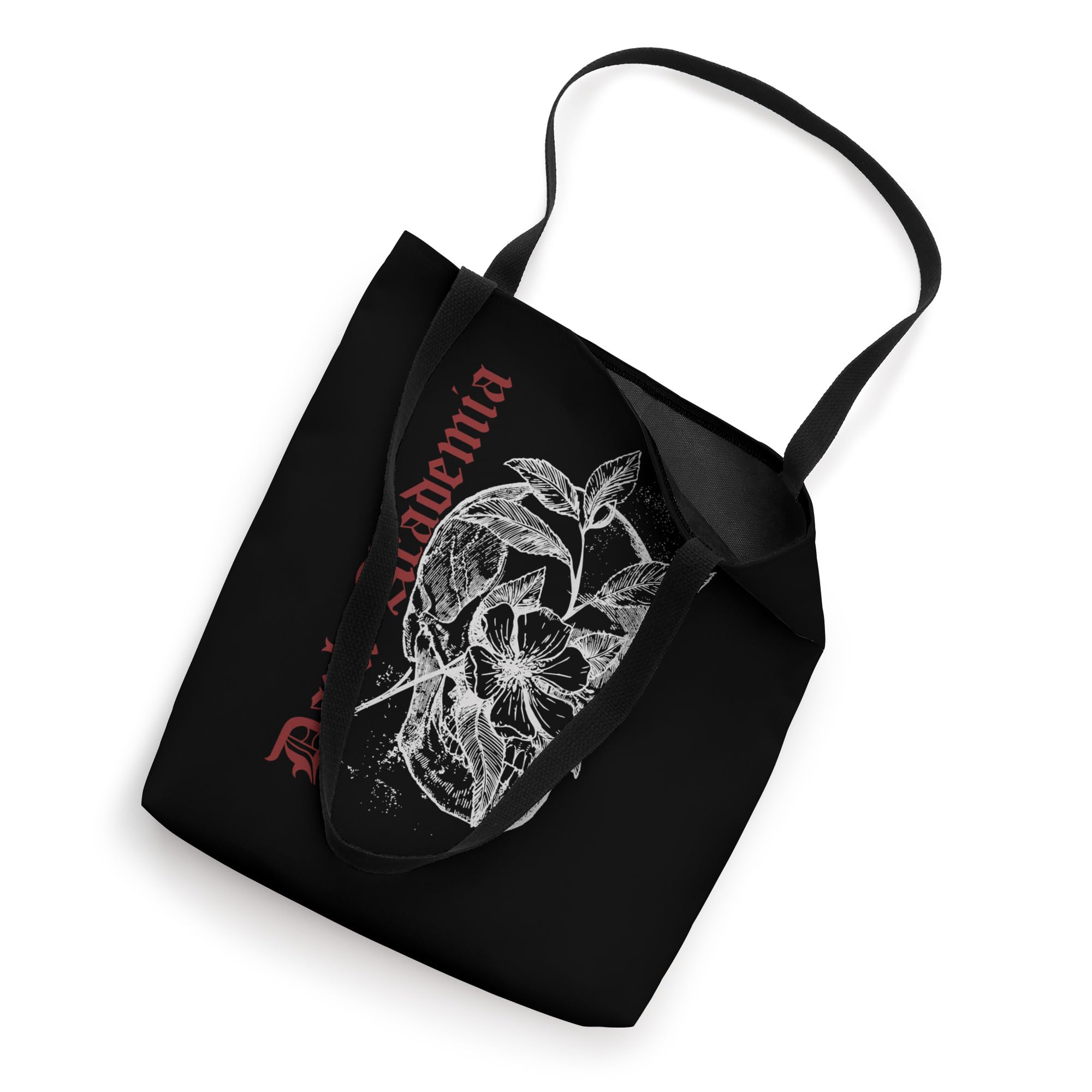 Grunge Dark Academia Skeleton and Flower Tote Bag