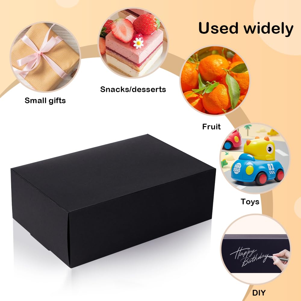 NEWSNOW 10 Pack Gift Boxes, 9 x 6 x 3 inches,For Bridesmaid Proposal Boxes, Premium Gift Boxes, Wedding Present, Holiday, Birthday Party Favor and Christmas (Black)