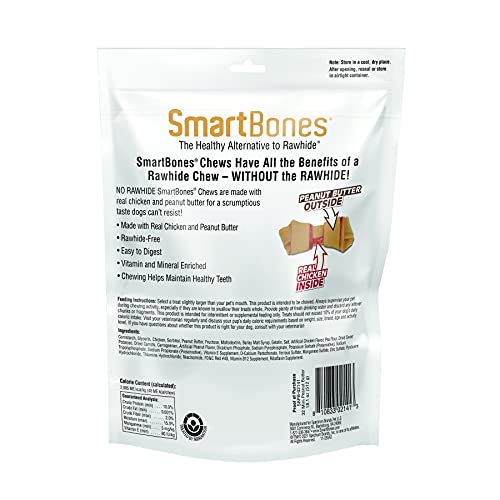 SmartBones Mini Chews With Real Peanut Butter 32 Count, Rawhide-Free Chews For Dogs