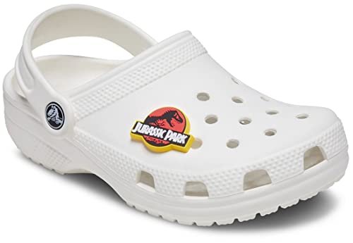 Crocs Jibbitz Jurrasic Park Dinosaur Shoe Singles, Charms for Boys and Girls, Jurassic World Logo, One Size