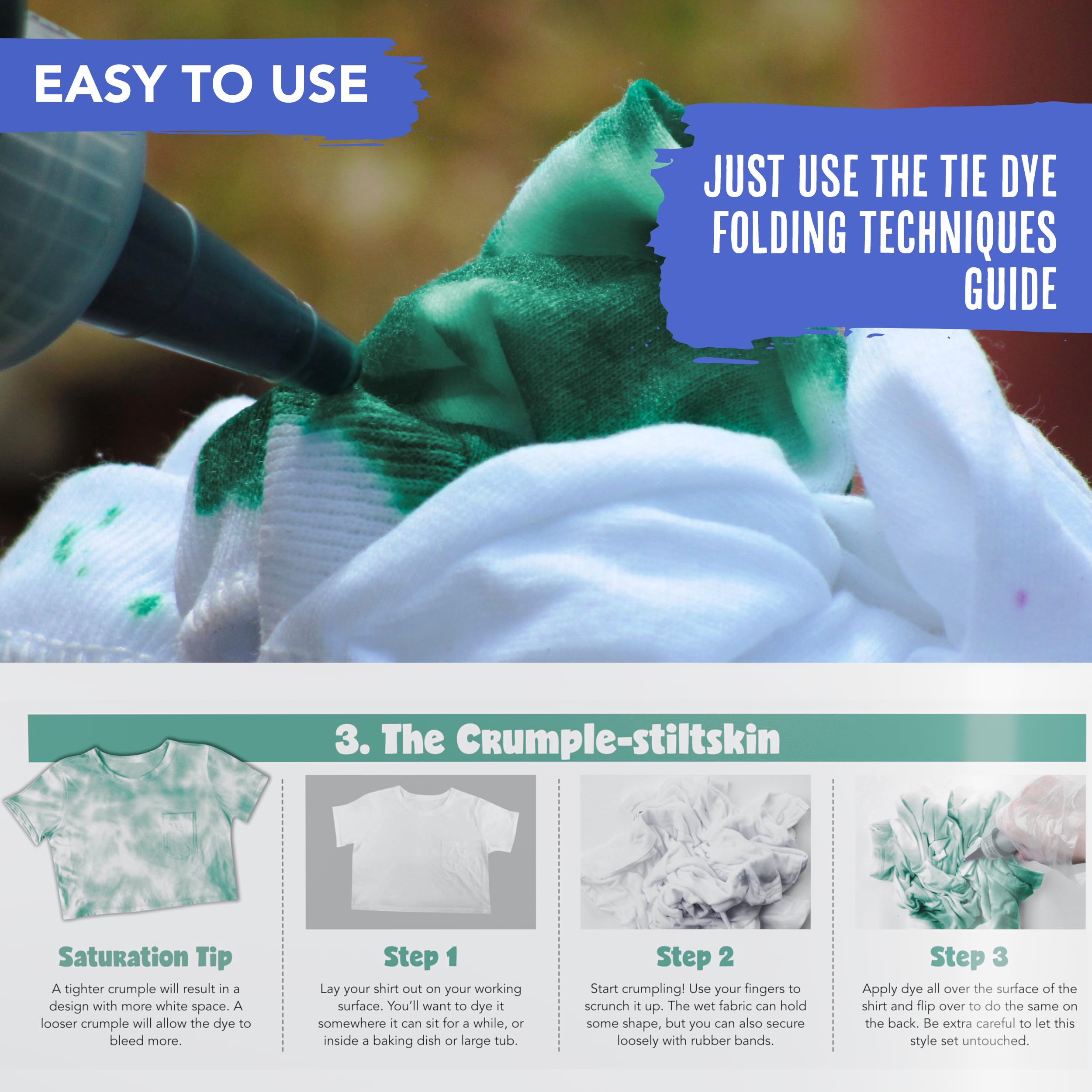 DOODLE HOG Blue Colors Tie Dye Kit in Beach Bum Blue Tie Dye β Custom Clothing Dye with 6 Refills for Summer Activities for Kids - Tie Dye Supplies with Aqua Tie Dye Techniques Guide DIY