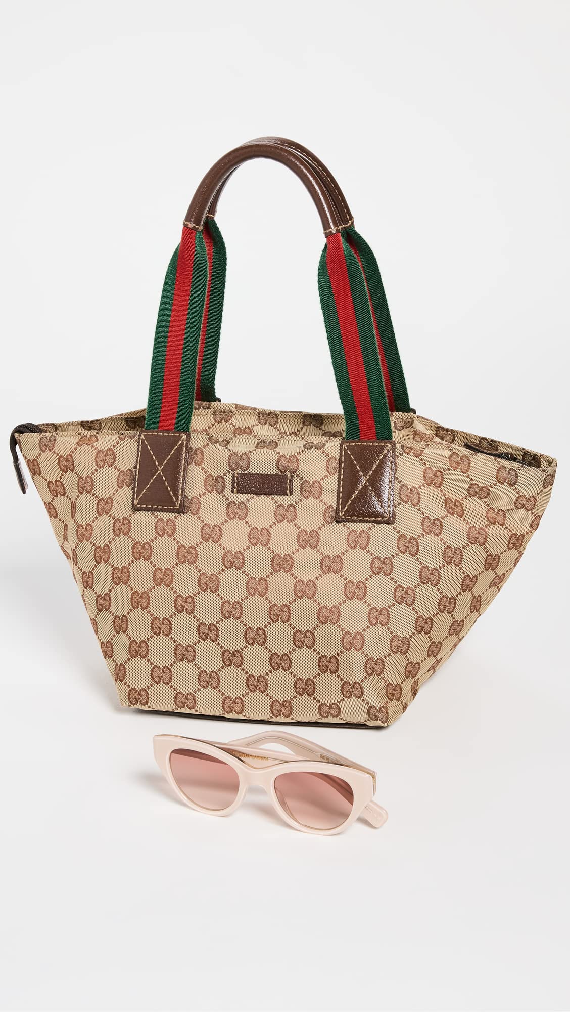 Gucci Women's Pre-Loved Web Handle Tote GG Canvas, Brown, One Size